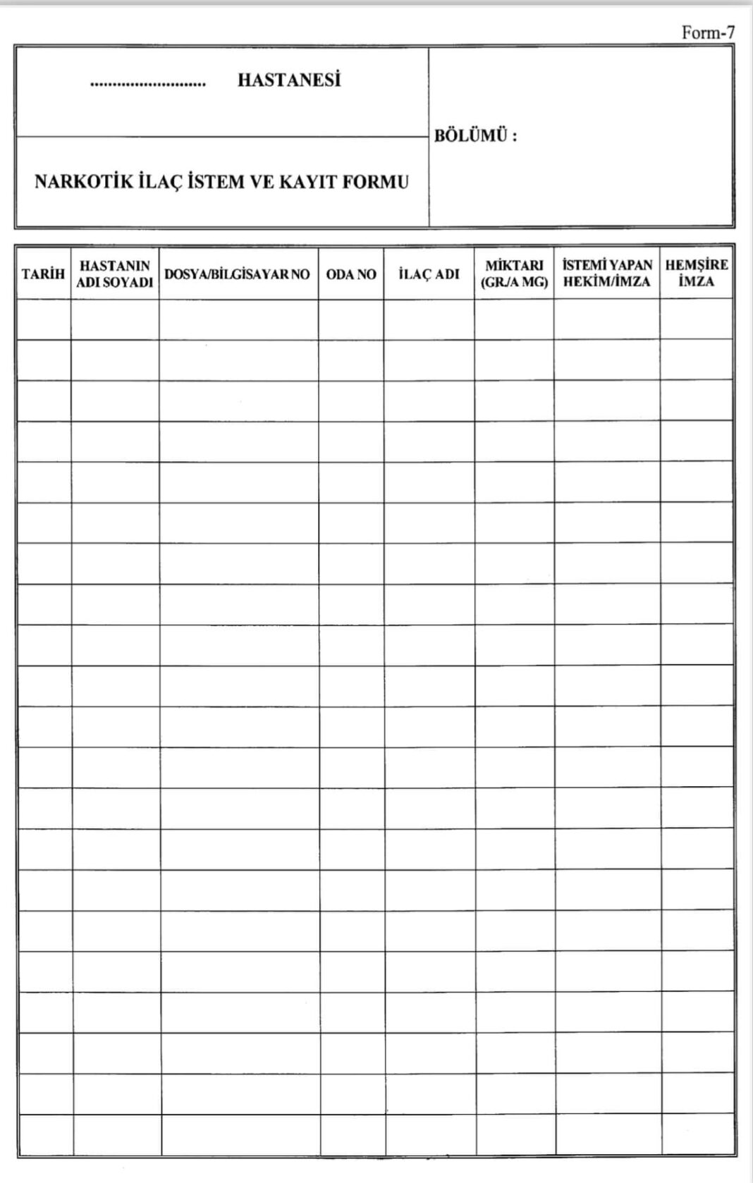 Hemşirelerin Kullandığı Tüm Formlar